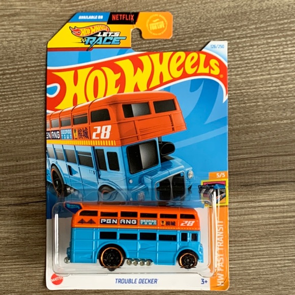 Toys | Hot Wheels Bus Trouble Decker Hw Fast Transit Hotwheels Lets ...